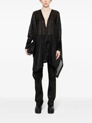 Rick Owens Ribbed-sleeves Silk Shirt