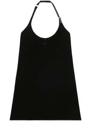 COURREGES Logo-patch Halterneck Minidress - Black