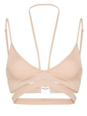 ANDREĀDAMO Ribbed Strappy Halterneck Bra - Neutrals