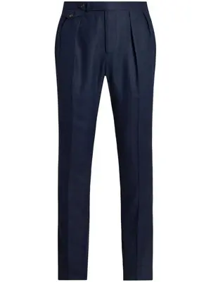 Polo Ralph Lauren Pleat-detail Linen Trousers - Blue