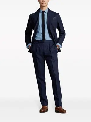 Polo Ralph Lauren Pleat-detail Linen Trousers - Blue