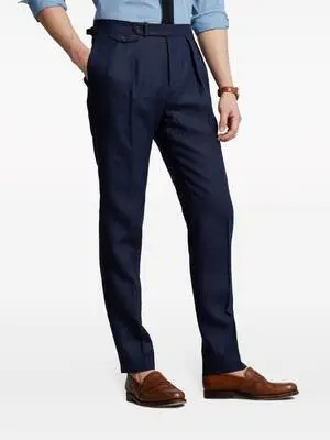 Polo Ralph Lauren Pleat-detail Linen Trousers - Blue
