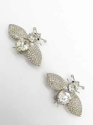JENNIFER GIBSON JEWELLERY Vintage Crystal Bee Clip-on Earrings