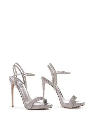 LE SILLA 120mm Gwen Rhinestone-embellished Leather Sandals - Silver