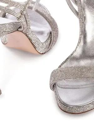 LE SILLA 120mm Gwen Rhinestone-embellished Leather Sandals - Silver