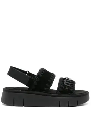 Mou Bounce Suede Flatform Sandals - Black