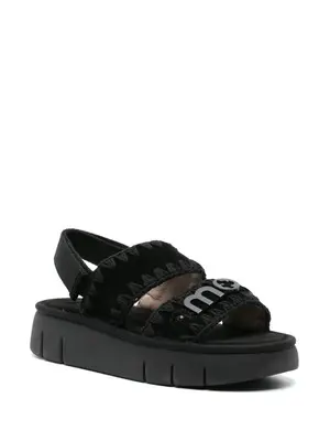 Mou Bounce Suede Flatform Sandals - Black