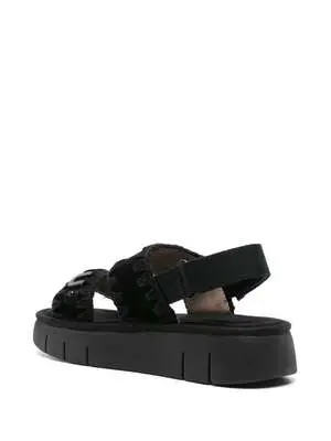Mou Bounce Suede Flatform Sandals - Black