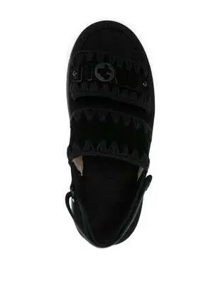 Mou Bounce Suede Flatform Sandals - Black