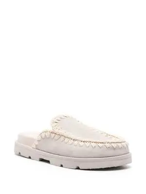 Mou Whipstitch-trim Suede Mules - White