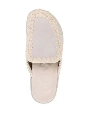 Mou Whipstitch-trim Suede Mules - White