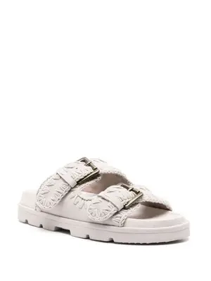 Mou Whipstitch-trim Suede Slides