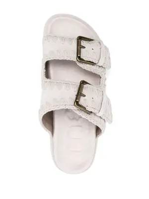 Mou Whipstitch-trim Suede Slides