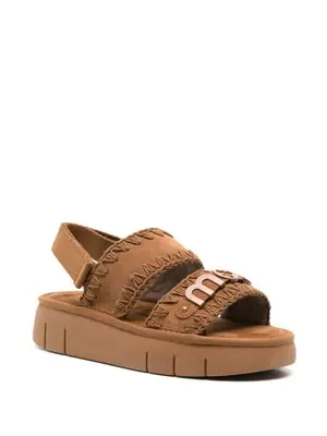 Mou Bounce Suede Flatform Sandals - Brown