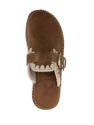Mou Buckled Jute Clog Sandals