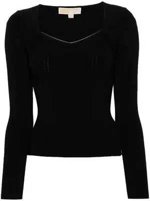 Michael Kors Rhinestoned Sweetheart-neck Top