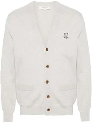 Maison Kitsuné Bold Fox Head Wool Cardigan - Grey