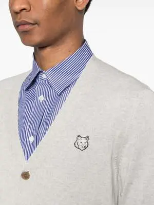 Maison Kitsuné Bold Fox Head Wool Cardigan - Grey