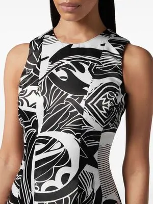 Philipp Plein Graphic-print Duchess Mini Dress - Black