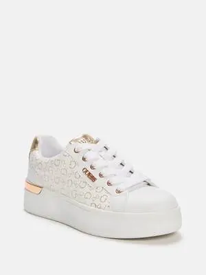GUESS FACTORY Onna Lowtop Logo Sneakers - White