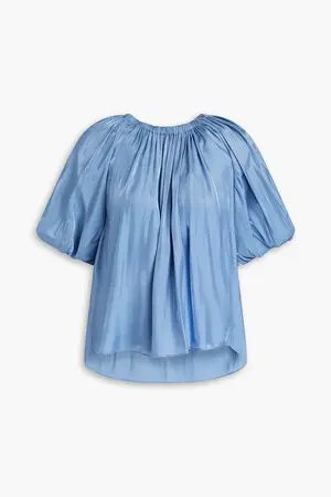 Ulla Johnson Flo Gathered Satin Top - Light Blue