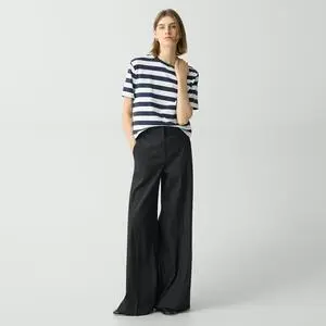 Theory High-waist Wide-leg Linen Trouser - Black