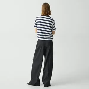 Theory High-waist Wide-leg Linen Trouser - Black