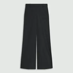 Theory High-waist Wide-leg Linen Trouser - Black