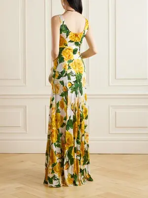 Dolce & Gabbana Floral-Print Maxi Dress In Yellow - 50% Off | Editorialist