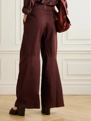 LEMAIRE Pleated Wide-leg Cotton-sateen Trousers