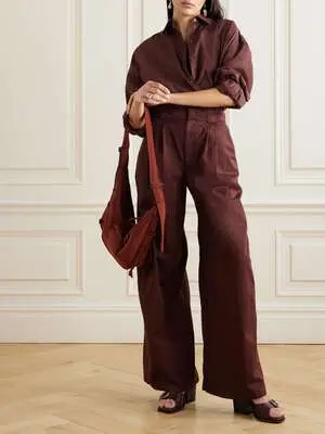 LEMAIRE Pleated Wide-leg Cotton-sateen Trousers