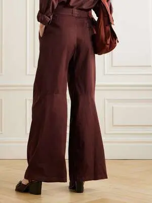 LEMAIRE Pleated Wide-leg Cotton-sateen Trousers