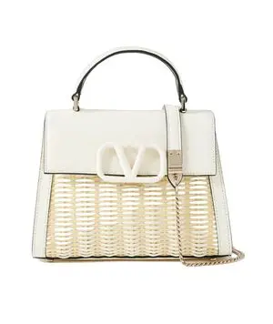 Valentino Garavani Vsling Small Raffia And Leather Shoulder Bag