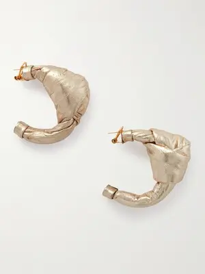 Johanna Ortiz Net Sustain Metallic Leather Hoop Earrings - Gold