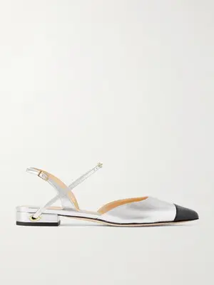 Jennifer Chamandi Vittorio 20 Metallic Leather Slingback Flats