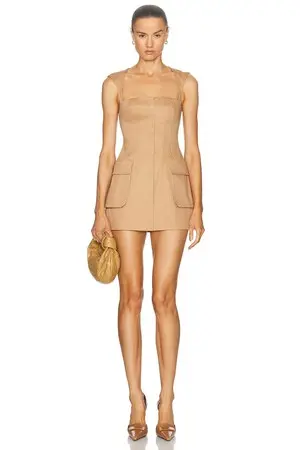 L'academie Ashleigh Stretch Cotton Cargo Mini Dress - Camel