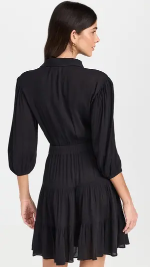Playa Lucila Collared Gauze Mini Dress - Black