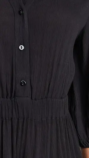 Playa Lucila Collared Gauze Mini Dress - Black