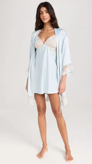 Flora Nikrooz Rosa Charmeuse Kimono - Ice Flow