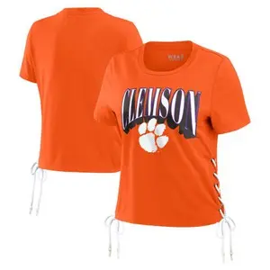 WEAR BY ERIN ANDREWS Clemson Tigers Side Lace-up Modest Crop T-shirt - Orange