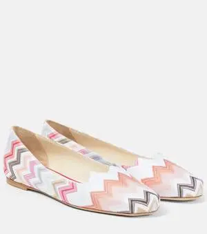 Missoni Zig Zag Pointed Toe Ballet Flats - Pink
