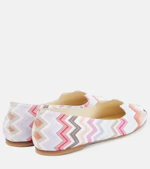 Missoni Zig Zag Pointed Toe Ballet Flats - Pink
