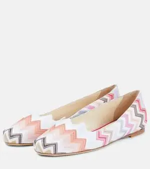 Missoni Zig Zag Pointed Toe Ballet Flats - Pink