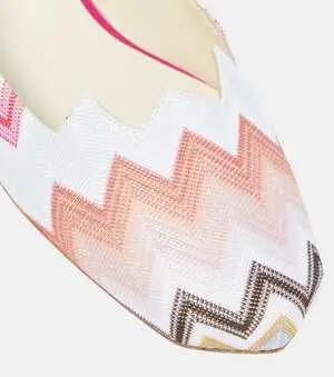 Missoni Zig Zag Pointed Toe Ballet Flats - Pink