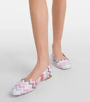 Missoni Zig Zag Pointed Toe Ballet Flats - Pink