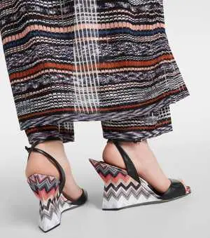 Missoni Zig Zag Leather Wedge Sandals
