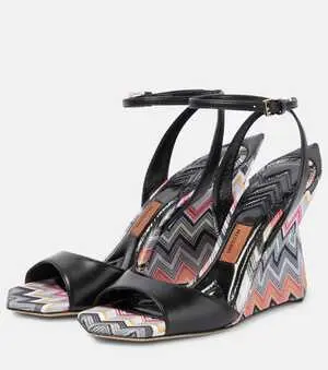 Missoni Zig Zag Leather Wedge Sandals