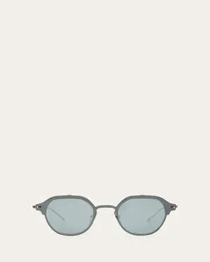 Thom Browne Titanium Round Clip-on Sunglasses - Black/charcoal