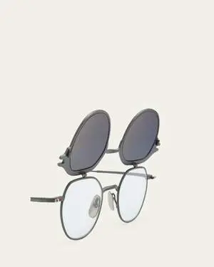 Thom Browne Titanium Round Clip-on Sunglasses - Rose Gold