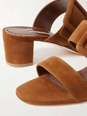 Manolo Blahnik Titubanew 50 Buckled Suede Sandals